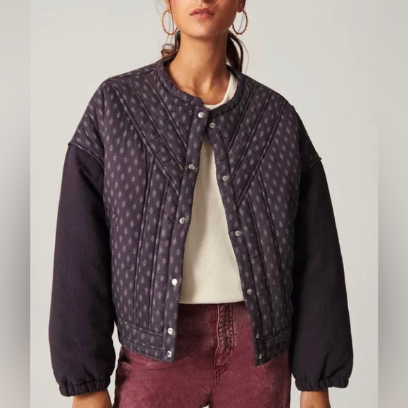 ba&sh | Jackets & Coats | Bash Guy Quilted Cotton Bomber Jacket Cassis ...